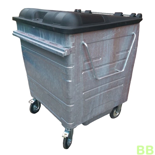 1280 ltr Galvanised Metal Wheelie Bin