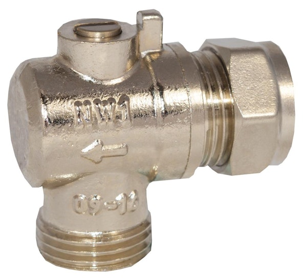 15mm X ½ Inch A Flat Faced Angled Isolation Valve.