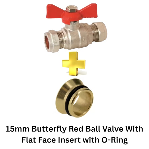 15mm Butterfly Red Ball Valve With Flat Face Insert O-Ring